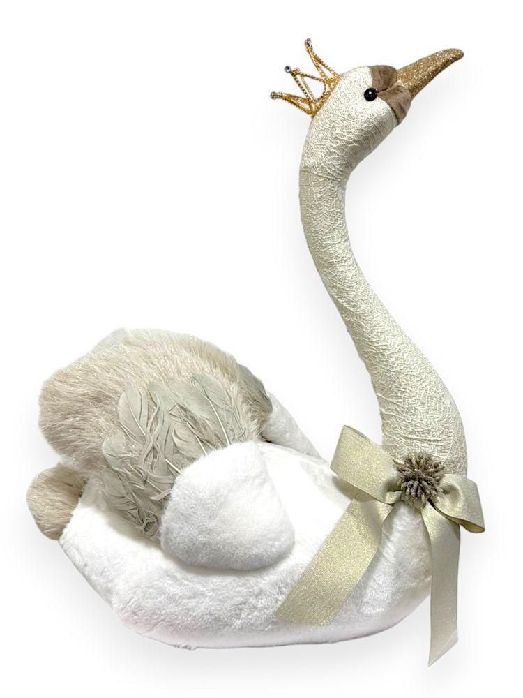 Swan with Glitter Crown & Bow – Chan's Silk Flowers, inc